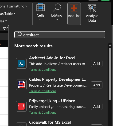 Architect Add-in for Excel - Install Instructions